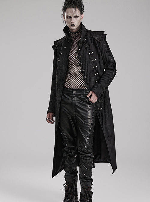 Handsome Black Horizontal Stripes Asymmetrical High Collar Side Eyelet ...