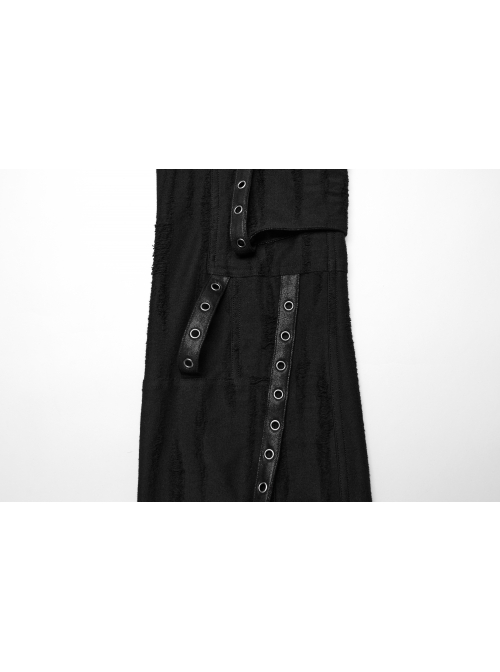 Handsome Black Knitted Loose Trousers With Movable Eyelet Webbing On ...