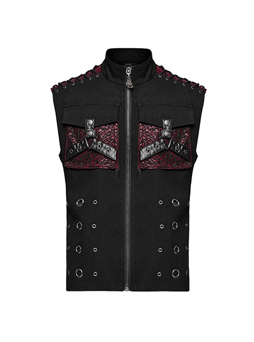 Handsome Black And Red Twill Woven Stitching Crackled Leather Mesh ...
