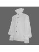 High Collar Pleated Chiffon Chest Frilly Beading Long Sleeve Lace Cuff ...