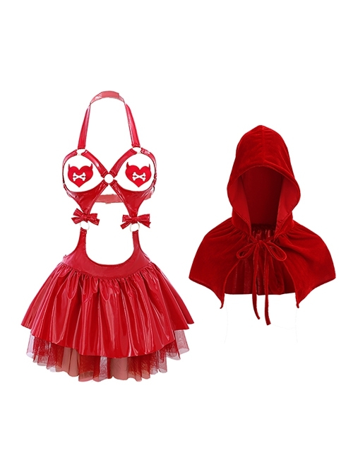 Halloween Little Red Riding Hood Hollow Exposed Chest Heart Devil Chest ...