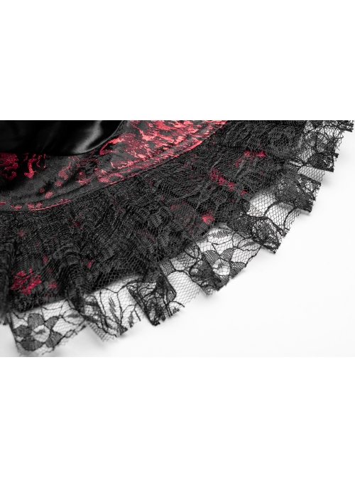 Stand-Up Collar Front Chest Frill Back Waist Lace-Up Swallowtail Hem ...