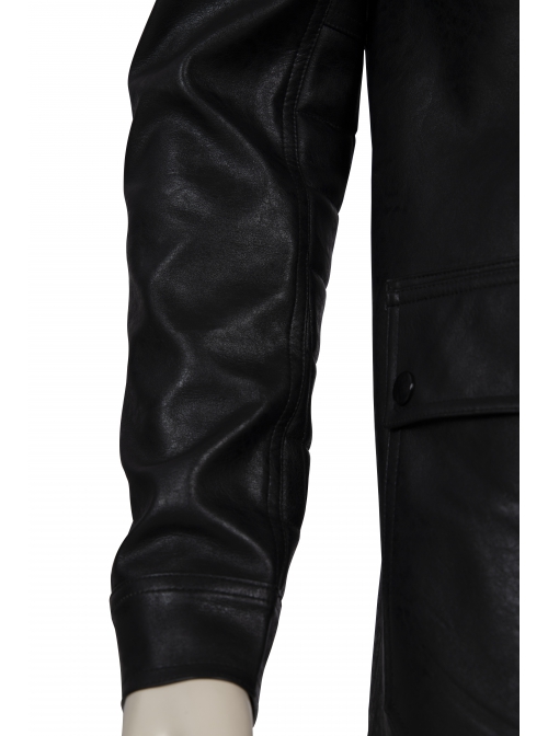 The Terminator Halloween Cosplay Costume Black Cloth Leather Jacket ...