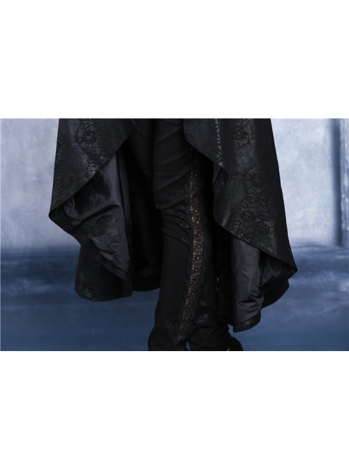 Black Gothic Pattern Printing Decoration Buckle Strap Design Jacket Of ...
