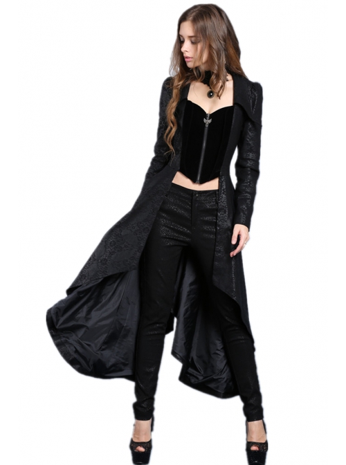 Black Gothic Pattern Printing Decoration Buckle Strap Design Jacket Of ...