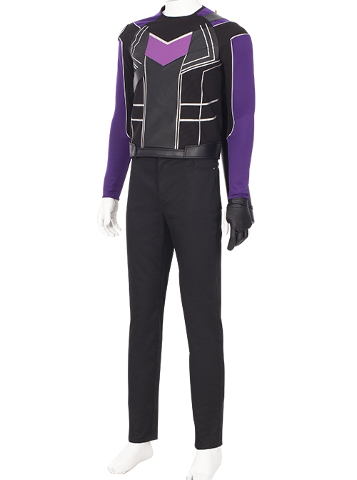 Super Hero Hawkeye Purple Black Battle Suit Halloween Cosplay Costume ...