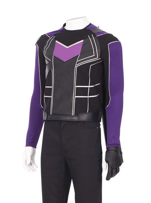 Super Hero Hawkeye Purple Black Battle Suit Halloween Cosplay Costume ...