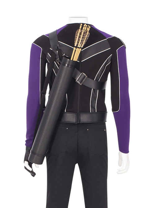 Super Hero Hawkeye Purple Black Battle Suit Halloween Cosplay Costume ...