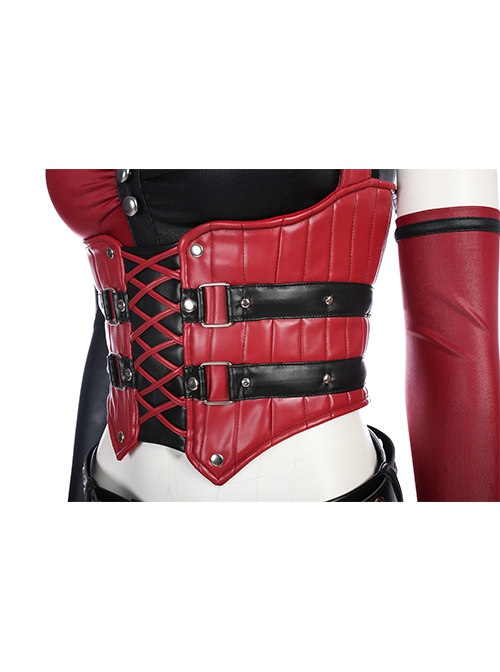 Game Batman Arkham City Harley Quinn Halloween Cosplay Costume Red ...