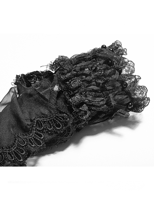 Nobility Black Lace Punk Gothic Lolita Gloves - Magic Wardrobes