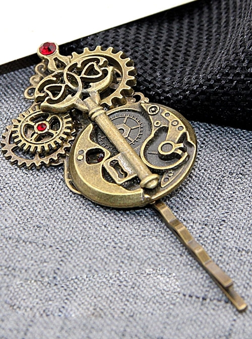Steampunk Retro Watch Core Gear Key-shaped Hairpin - Magic Wardrobes