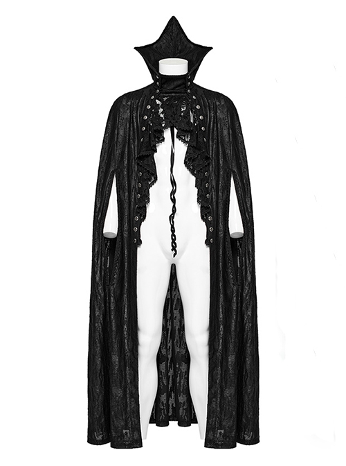 Black Tattered Knitted Patchwork Lace Center Front Ruffle With Bat ...