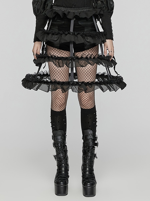 Simple Black Lace Three Circle Fishbone Adjustable Gothic Style Hollow ...