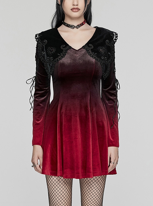 Black And Red Gradient Elastic Velvet Upper Arm Lace With Waist Design ...