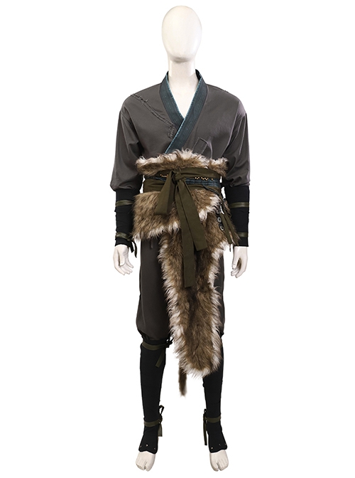 Black Myth Wukong Wukong Fur Waistband Halloween Cosplay Costume Full Set