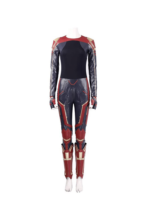 Captain Marvel Carol Danvers Red Version Battle Suit Halloween Cosplay ...