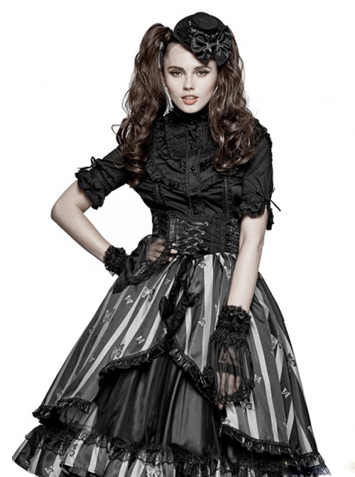 Nobility Black Lace Punk Gothic Lolita Gloves - Magic Wardrobes